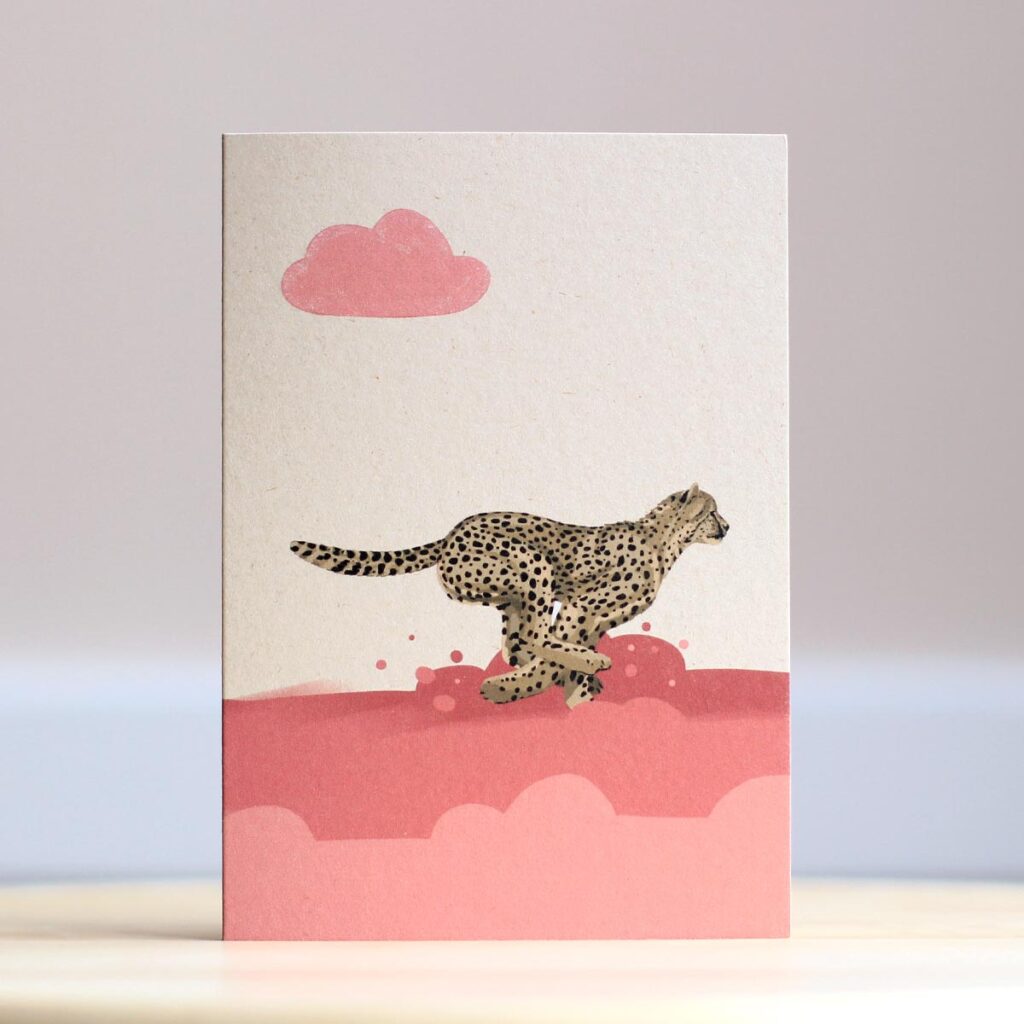 Kaart 'Charging Cheetah' - A6 - Oh Bear Studio